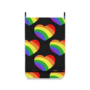 Gay Pride Rainbow Homosexuality Heart Hanging Laundry Hamper Bag 1 Pack LGBT World Bisexual Dirty Clothes Storage Bin Washing Baskets Toy Book Clothing Holder for Door Wall Home Bathroom Bedroom