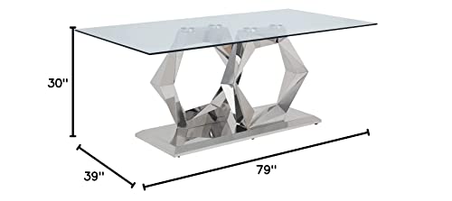 Acme Furniture Gianna Dining Table, Clear Glass & Stainless Steel