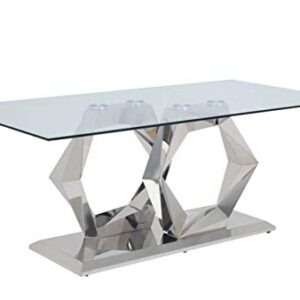 Acme Furniture Gianna Dining Table, Clear Glass & Stainless Steel