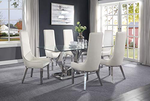 Acme Furniture Gianna Dining Table, Clear Glass & Stainless Steel