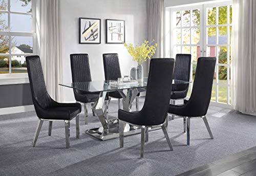 Acme Furniture Gianna Dining Table, Clear Glass & Stainless Steel