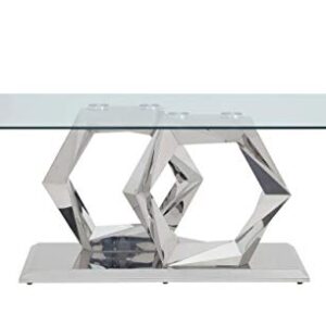 Acme Furniture Gianna Dining Table, Clear Glass & Stainless Steel