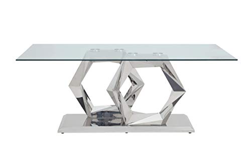 Acme Furniture Gianna Dining Table, Clear Glass & Stainless Steel