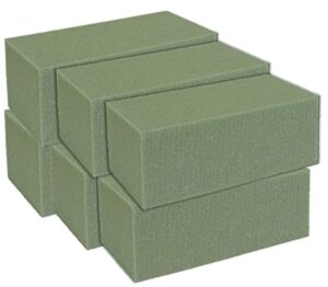 kedudes premium dry floral foam blocks for flower arrangements supplies, 6pk - styrofoam block for artificial flowers & plant decoration, green foam bricks, florist foam brick, flower foam block bulk