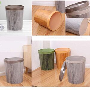 Cololy 12L Trash Can Durable Garbage Can Waste Basket with Wood-Grain European Style Wastebin for Bathroom, Bedroom, Office (Green)