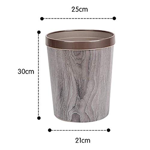 Cololy 12L Trash Can Durable Garbage Can Waste Basket with Wood-Grain European Style Wastebin for Bathroom, Bedroom, Office (Green)