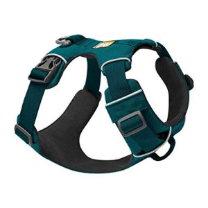 ruffwear, front range dog harness, reflective and padded harness for training and everyday, tumalo teal, medium