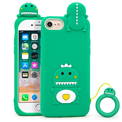 Megantree iPhone SE 2022 case, Cute iPhone SE 2020 case, Dinosaur iPhone 7 case, iPhone 8 case, Animal iPhone 6s case, Funny iPhone 6 case, 3D Cartoon Soft Silicone Cover Skin for Girls Boy Kids Women