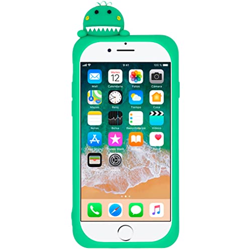 Megantree iPhone SE 2022 case, Cute iPhone SE 2020 case, Dinosaur iPhone 7 case, iPhone 8 case, Animal iPhone 6s case, Funny iPhone 6 case, 3D Cartoon Soft Silicone Cover Skin for Girls Boy Kids Women