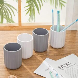 YOSCO Silicone Pencil Holder Round Pen Cup for Desk Cute Office Desktop Stationery Organizer Makeup Brush Holder (White)