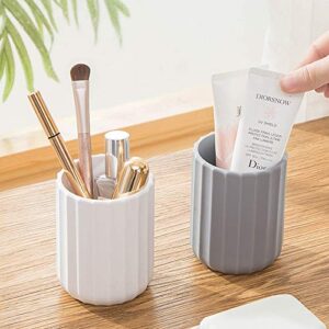 YOSCO Silicone Pencil Holder Round Pen Cup for Desk Cute Office Desktop Stationery Organizer Makeup Brush Holder (White)