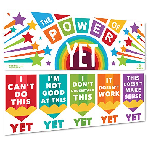 Sproutbrite Growth Mindset Classroom Decorations - Banner Posters for Teachers - Bulletin Board and Wall Decor for Pre School, Elementary and Middle School Themes