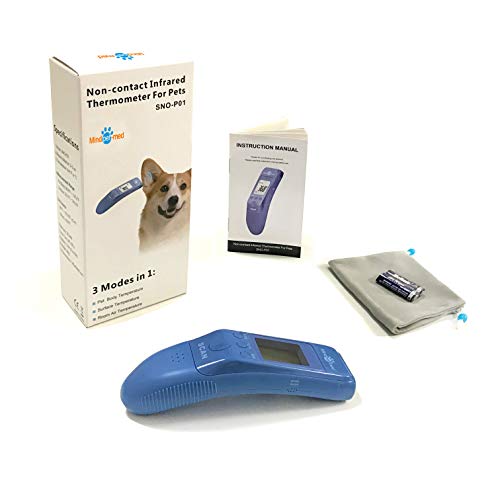 MINDPET-MED Fast Clinical Pet Thermometer for Dogs, Cats, Animals with 3 Switchable Modes (Body, Object Surface Temp,Room), Body Modes accurately Measures pet Ear Temperature, C/F Switchable