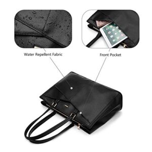 Laptop Tote Bag for Women 15.6 Inch Waterproof Leather Computer Bags Business Office Work Briefcase Black