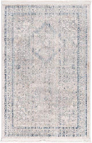 Unique Loom Noble Collection Area Rug - Elizabeth (2' 2" x 3' 1" Rectangle, Gray/ Light Blue)