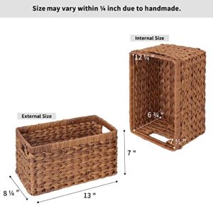 GRANNY SAYS Woven Baskets for Storage, Waterproof Wicker Basket with Handles, Bathroom Baskets for Organizing, Pantry Baskets, Kitchen Wicker Storage Basket, Caramel Orange, 2-Pack