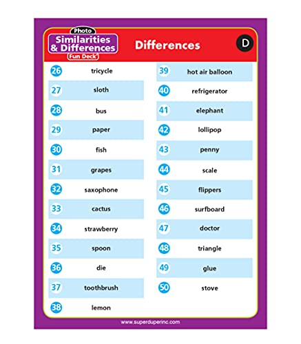 Super Duper Publications | Photo Similarities & Differences Fun Deck | Same & Different Describing Cards