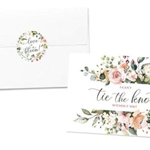 Set of 10 Watercolor Floral I Can't Tie the Knot without You Cards with Envelopes and Seals, Wedding Party Proposal Cards, Propose to your Bridesmaids, Maid of Honor, Matron of Honor, Flower Girl