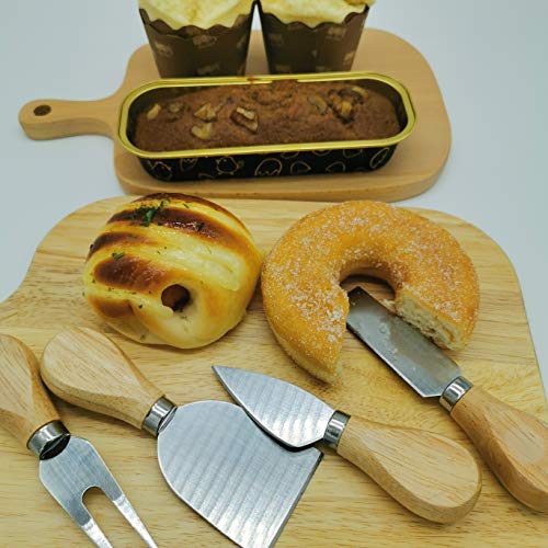 Baby bells Cheese Knives with Wood Handle Steel Stainless Cheese Slicer Cheese Cutter，4 Pcs Travel Cheese Knives Set(4 Pcs)