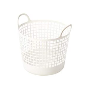 like-it LBB-01C Biomass Plastic Laundry Storage, Round Type, Basket, Approx. Width 16.1 x Depth 14.6 x Height 14.8 inches (41 x 37 x 37.5 cm), White, Made in Japan