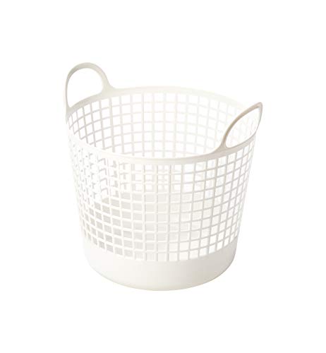 like-it LBB-01C Biomass Plastic Laundry Storage, Round Type, Basket, Approx. Width 16.1 x Depth 14.6 x Height 14.8 inches (41 x 37 x 37.5 cm), White, Made in Japan