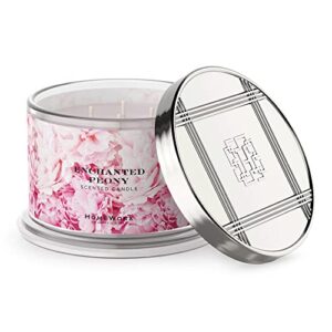 premium valentines day scented candle gift, enchanted peony, homeworx by slatkin & co - 18 oz - long-lasting 4-wick jar candle - raspberry jam, shortbread, lemonade & vanilla bean