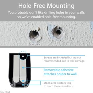 TotalMount Hole-Free Remote Holder – Eliminates Need to Drill Holes in Your Wall (Black Remote Control Holder, Quantity 1)