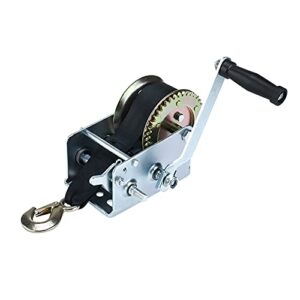 8milelake heavy duty 2500lbs hand winch crank strap gear winch for trailer boat atv