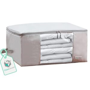 comforter storage bag - folding organizer bag for king/queen comforters, pillows, blankets, bedding/quilt, blanket, duvet, mothproof space saver; large collapsible organizers, 24"x14"x11"