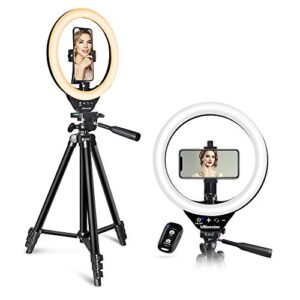 ubeesize 10’’ led ring light with stand and phone holder, selfie halo light for photography/makeup/vlogging/live streaming, compatible with phones and cameras (2020 version)