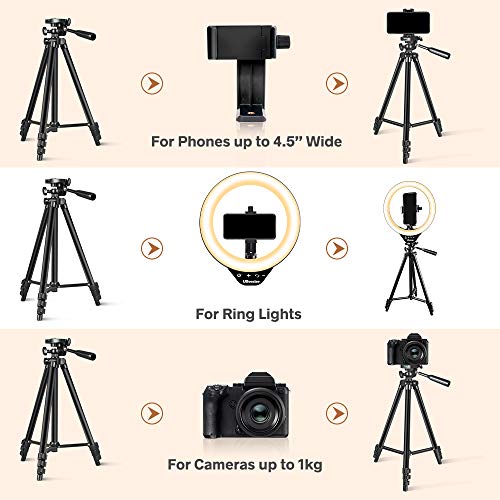 UBeesize 10’’ LED Ring Light with Stand and Phone Holder, Selfie Halo Light for Photography/Makeup/Vlogging/Live Streaming, Compatible with Phones and Cameras (2020 Version)