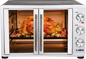 bundle luby extra large toaster oven, 18 slices, 14'' pizza, 20lb turkey, silver, stainless steel + asurion 3-year warranty