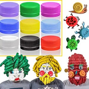 Motbach 200Pcs Plastic Bottle Caps for DIY Craft Environmental Protection and Development of Children’s Intelligence (Mixed Color)