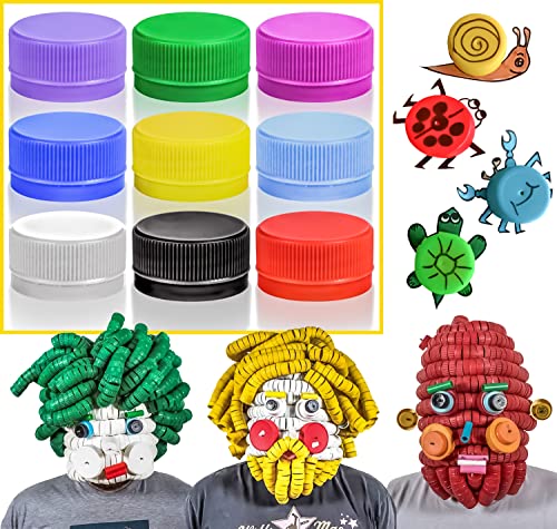 Motbach 200Pcs Plastic Bottle Caps for DIY Craft Environmental Protection and Development of Children’s Intelligence (Mixed Color)