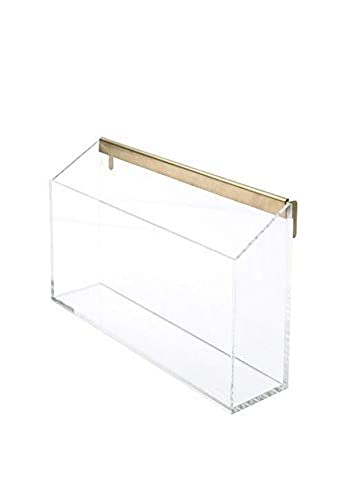 russell+hazel Acrylic Wall Valet, Clear with Gold-Toned Hardware, 12.375” x 3.5” x 5.125”