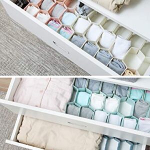 COOLFUNLIFE Plastic Partition Honeycomb Shape Drawer Dividers, Underwear Socks Bras Ties Belts Scarves, Bee Style Household Closet Storage Cabinet Clapboard DIY Drawer Organizer Divider - White