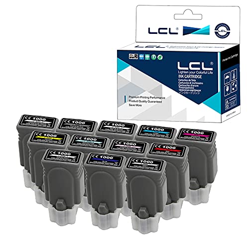 LCL Compatible Ink Cartridge Pigment Replacement for Canon PFI-1000 0545C006 imagePROGRAF PRO-1000(12-Pack MBK PBK C M Y R GY B PGY PC PM CO )