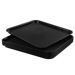 AnnkkyUS Plastic Serving Trays, Rectangle Fast Food Trays Set of 6, Black