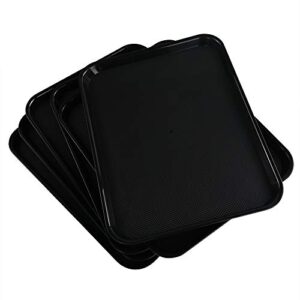 annkkyus plastic serving trays, rectangle fast food trays set of 6, black