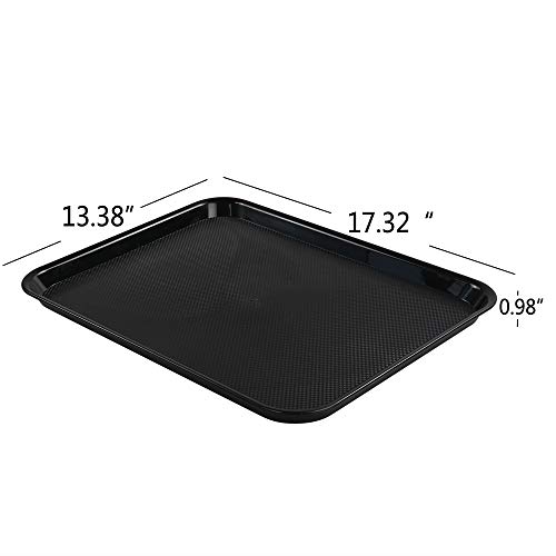 AnnkkyUS Plastic Serving Trays, Rectangle Fast Food Trays Set of 6, Black