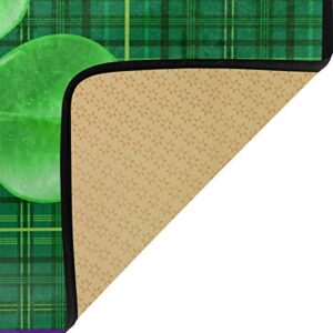 CaTaKu Clover Shamrock Plaid Area Rug 39x20 Inches Polyester Area Rug Non-Slip Floor Rug Runner Washable Carpet Mat for Kitchen Dinning Room Home Decorative