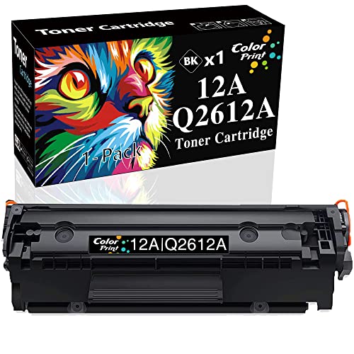 ColorPrint Compatible 12A Toner Cartridge Replacement for HP Q2612A 2612A Used for Laser Jet Pro 1010 1020 1022n 3052 MFP 3055 MFP M1120 MFP M1005 MFP 3380 MFP 3050 MFP M1319f Printer (1-Pack, Black)