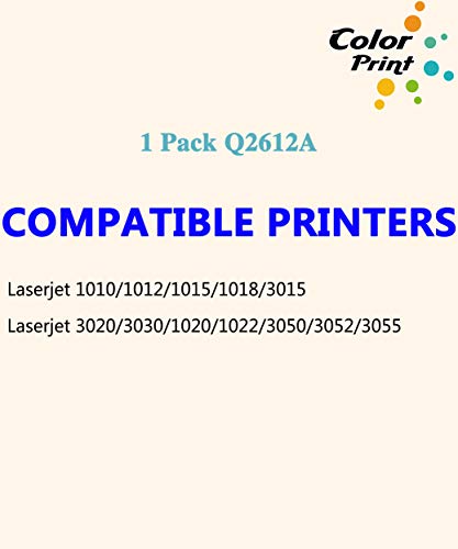 ColorPrint Compatible 12A Toner Cartridge Replacement for HP Q2612A 2612A Used for Laser Jet Pro 1010 1020 1022n 3052 MFP 3055 MFP M1120 MFP M1005 MFP 3380 MFP 3050 MFP M1319f Printer (1-Pack, Black)