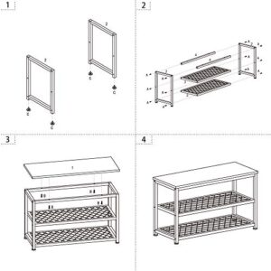 AZL1 Life Concept Shoe Bench, 3-Tier Shoe Rack, Placement Shelves with Seat for Entryway, Living Room and Hallway