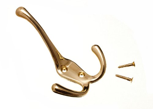 8 x HAT COAT AND ROBE TRI TRIPLE HOOKS EB BRASS PLATED 100MM 4 INCH