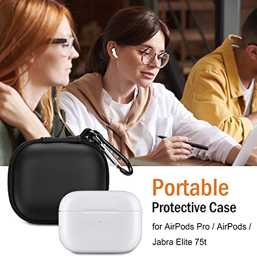 ProCase Compatible for AirPods Pro 2 2022 / AirPods 3 2021 / AirPods Pro 1 / Jabra Elite 75t / Beats Studio Buds, Hard Travel Carrying Case Storage Pouch Bag for Earbuds Earphones Headphones -Black