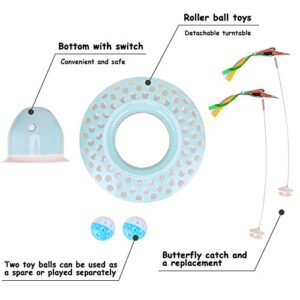 Cat Toys Interactive Kitten Toy for Indoor Cats Funny Automatic Electric Fluttering Butterfly & Ball Exercise Kitten Toy with 3 Replacement Butterfly