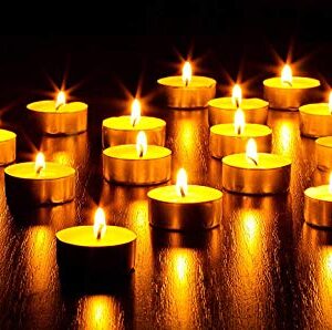 HYOOLA Beeswax Tealight Candles in Aluminum Cup - 48 Pack - 100% Pure Natural Beeswax Candles