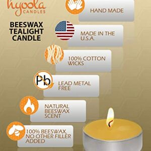 HYOOLA Beeswax Tealight Candles in Aluminum Cup - 48 Pack - 100% Pure Natural Beeswax Candles