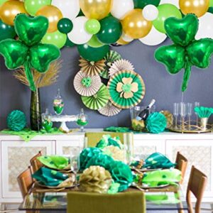 St. Patrick’s Theme Balloon Garland Decorations for Lucky Irish Party, Shamrock Garland Balloon Arch Kit Green and Gold